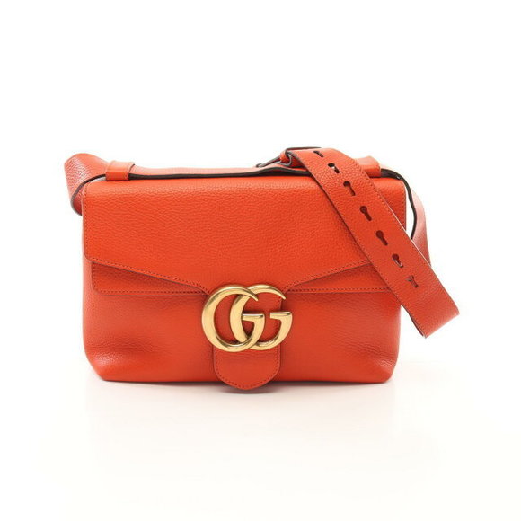 Gucci | Bags | Gucci Orange Marmont Shoulder Leather Gg Bag | Poshmark